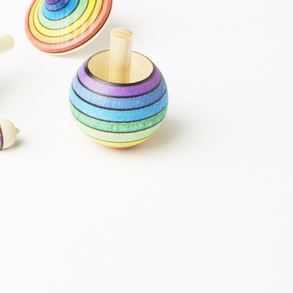 Rainbow Wooden Spinning Turn Top | Conscious Craft